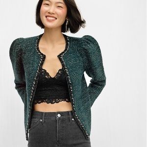Express | Sweaters | Express Lurex Chain Metallic Emerald Green Sweater ...